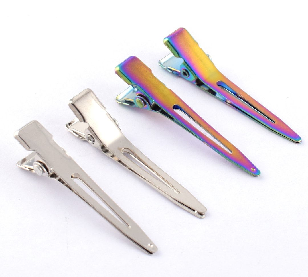 Rainbow Alligator Clips,45mm Hair Pinch Clips Surface Blank Hairpin ...