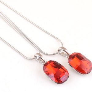 Ruby Red Necklace,17'' Minimalist Jewelry,red Crystal,simple Sparkly Glass Necklace,trendy ...