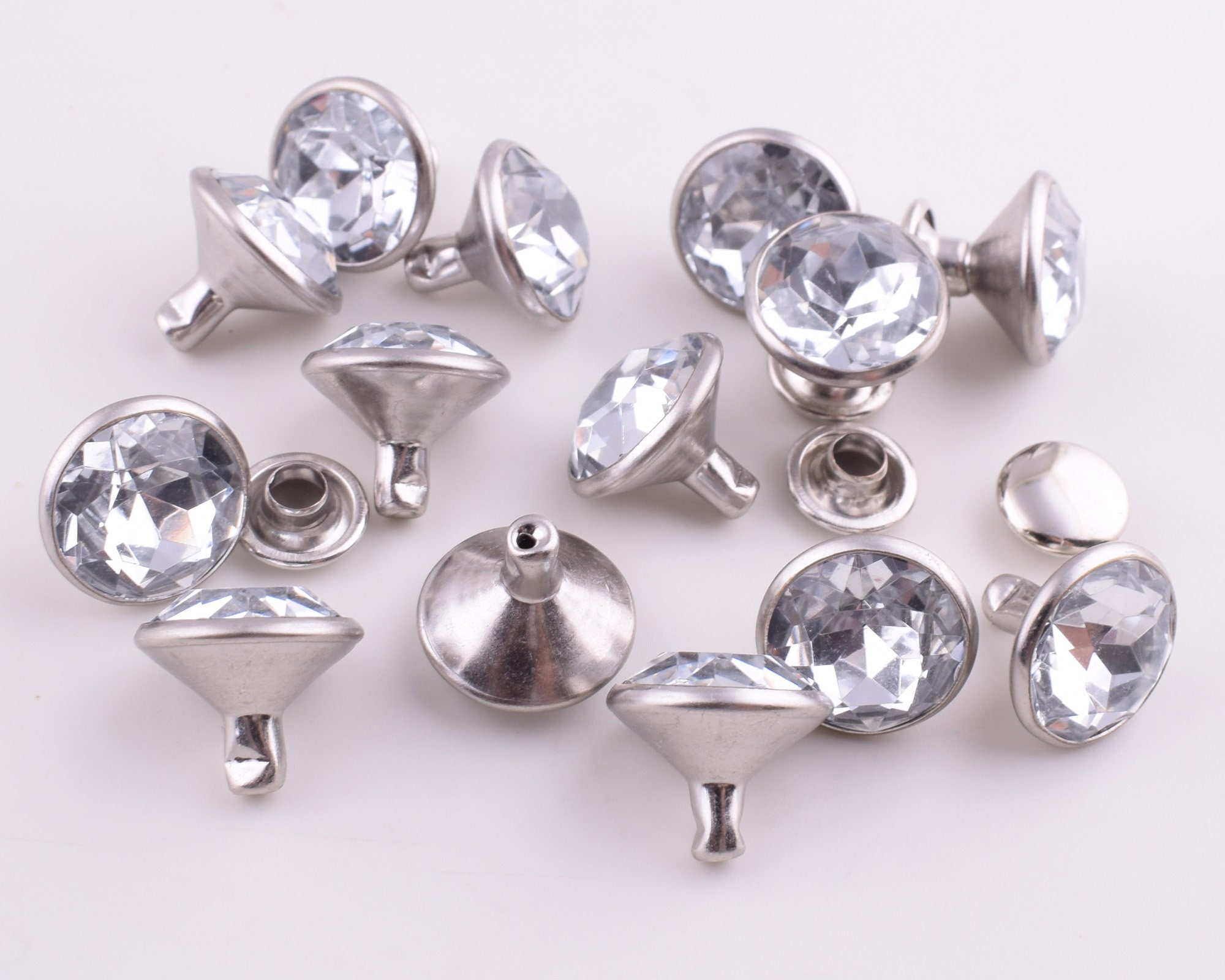 Clear Rhinestone Rivet Studs12mm Crystal rivets Rapid rivets | Etsy