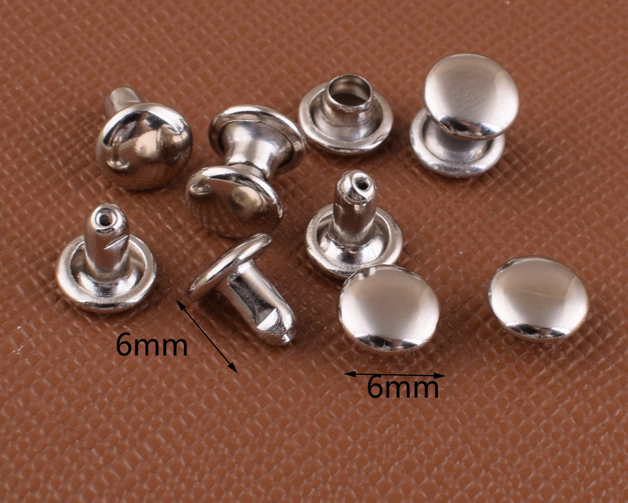 Double Cap Round Rivets,200 Sets 6mm/7 Mm Black/bronze/silver/rose Gold ...