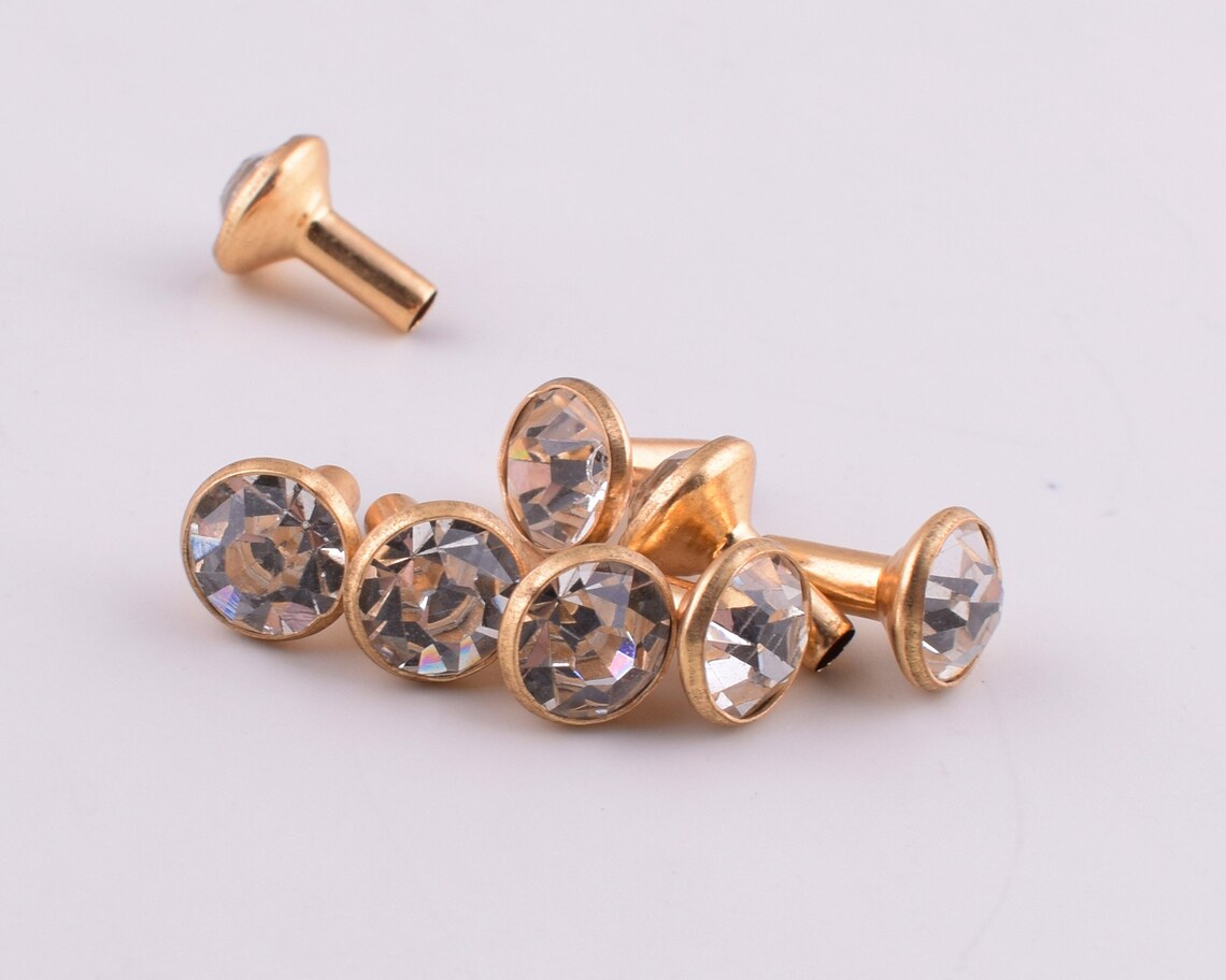 Clear Rhinestone Rivet Studs,8mm Single Cap Crystal Rivets,brass Rivets ...
