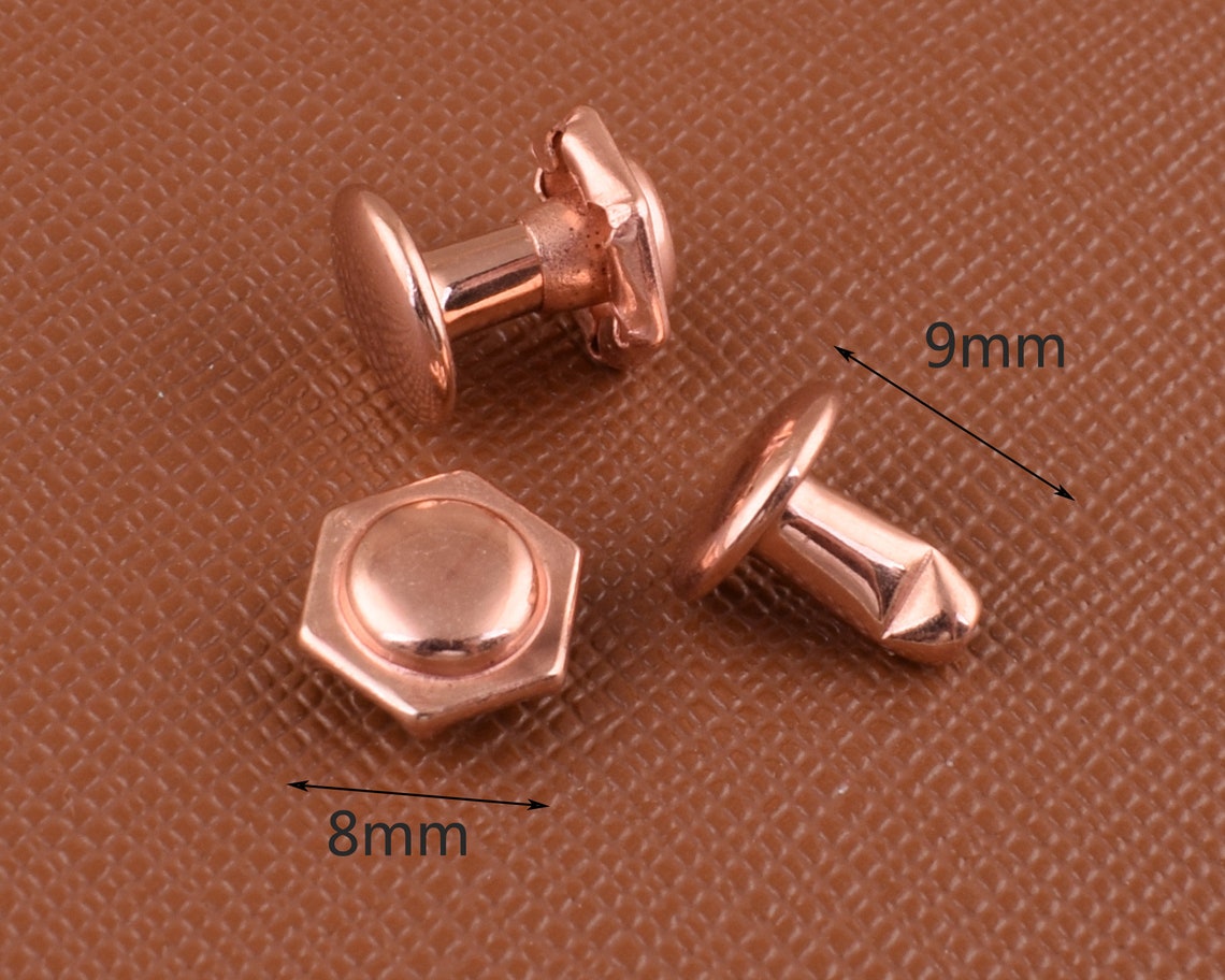 Rose Gold Rivet89 Mm Metal Decorative Round Rivethexagonal | Etsy