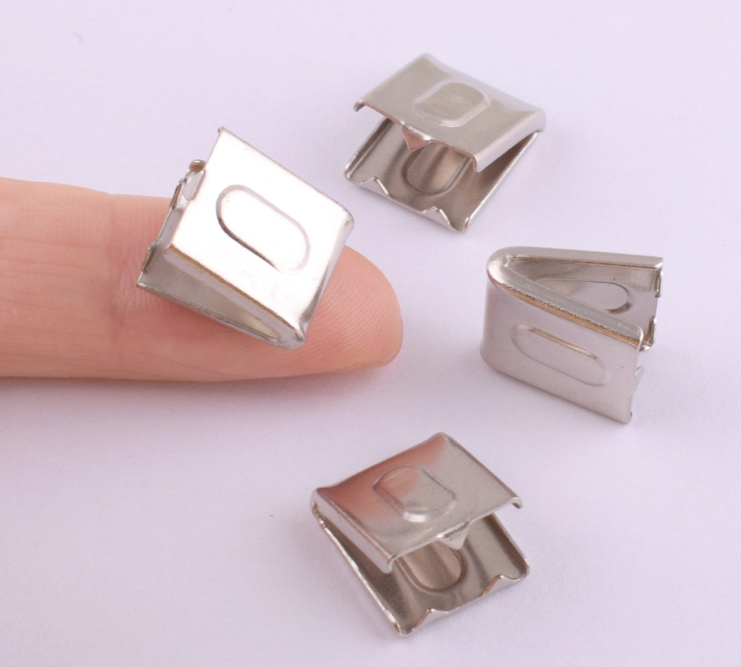 Silver End Crimp Ribbon Clamp,12mm Metal Ribbon End Caps Clamper Clasp ...