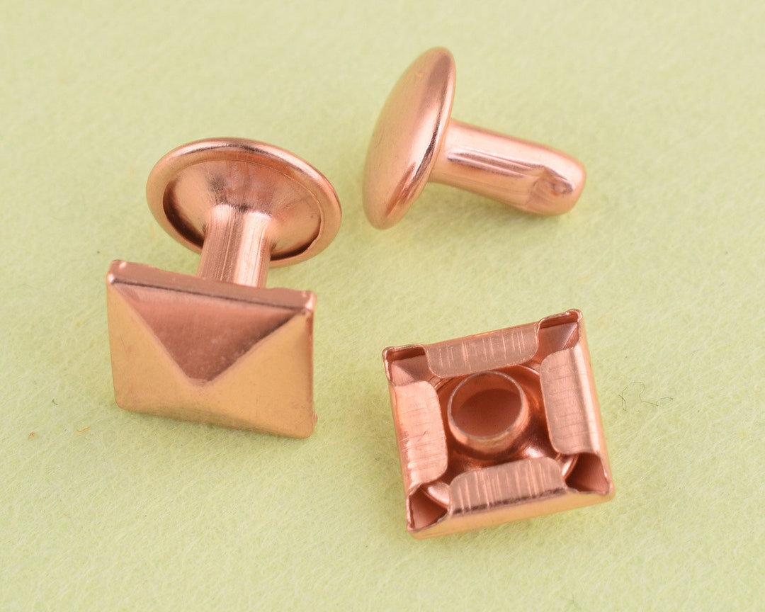 50 Sets Rose Gold Rivet Double Cap Rivets 9mm*10mm Square Rivet ...