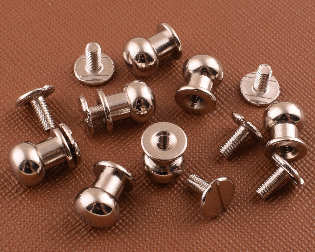 Silver Screw Studs Rivets,20 Sets 8*10mm Metal Chicago Screw Back Rivet ...