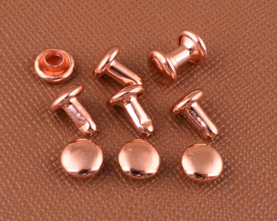 Round Rivet,100 Sets Rose Gold Rivets Studs Metal Rapid Rivets,6*7mm ...