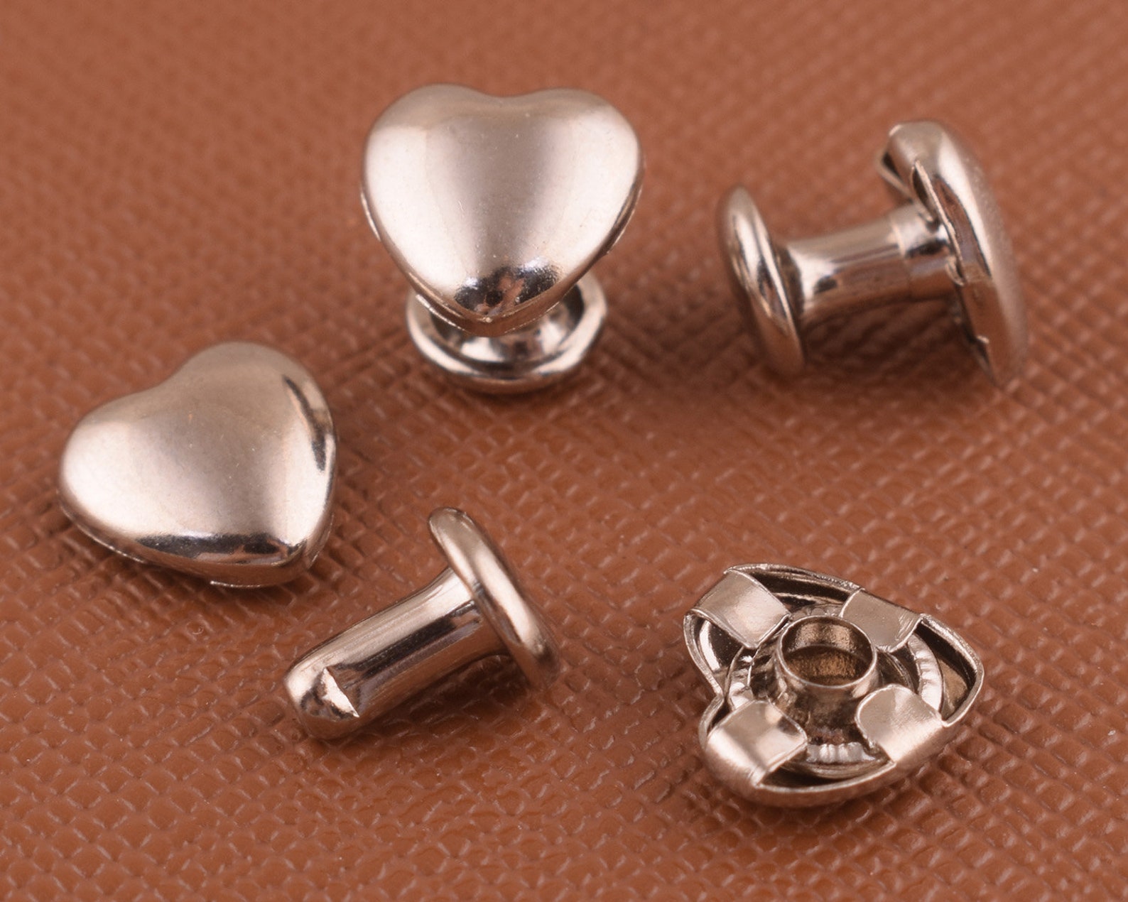 Heart Shaped Rivet Silver Rivets Double Cap Rivets Rivet Studs | Etsy