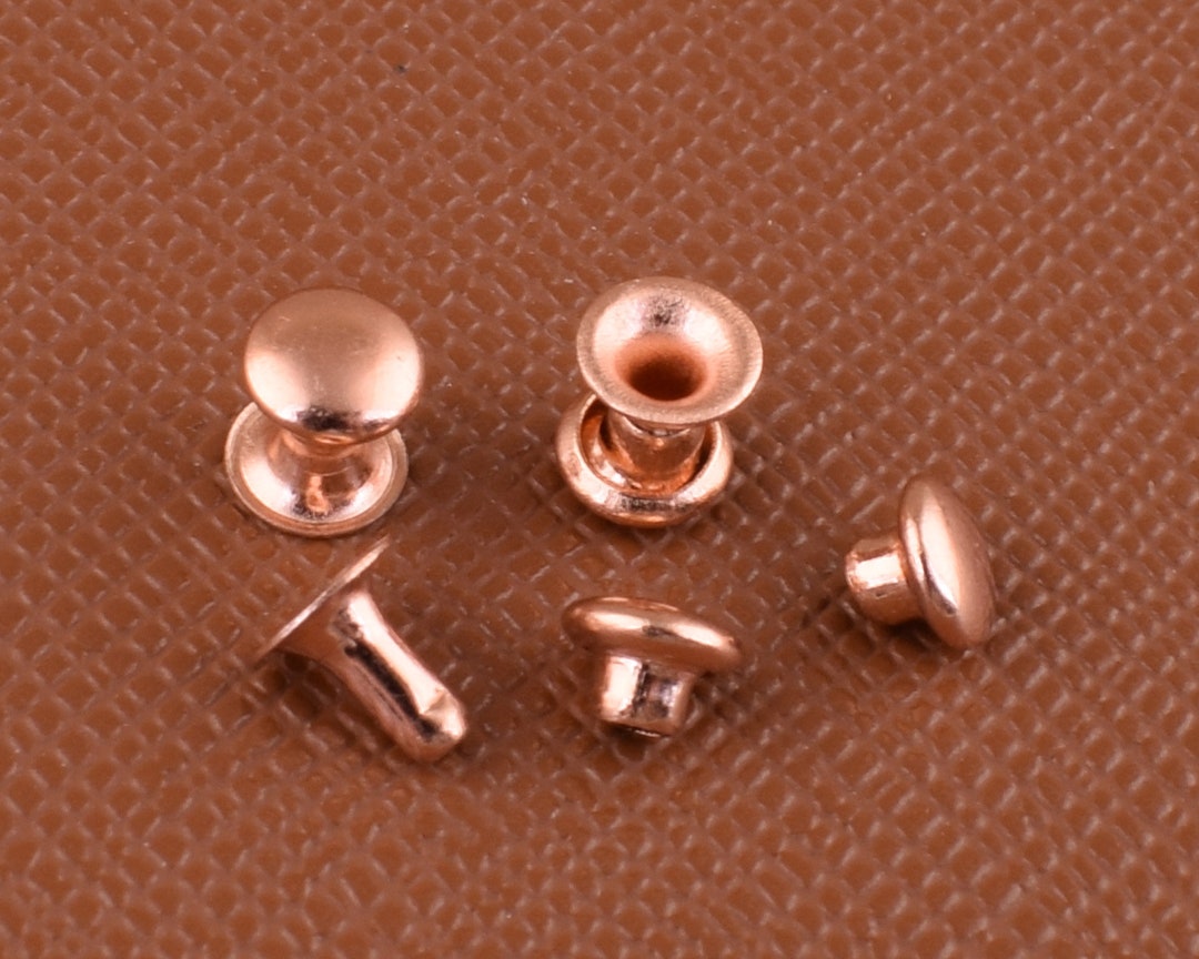 Round Rivet,200 Sets Mini Rose Gold Rivets Studs Metal Rapid Rivets, 4 ...
