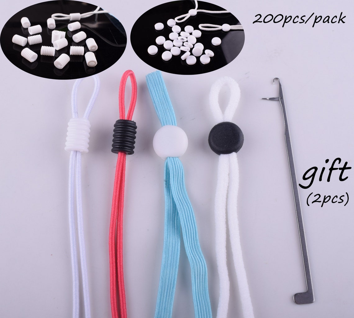 Face Mask Rope Cord Stopper200 Pcs White/black Elastic | Etsy