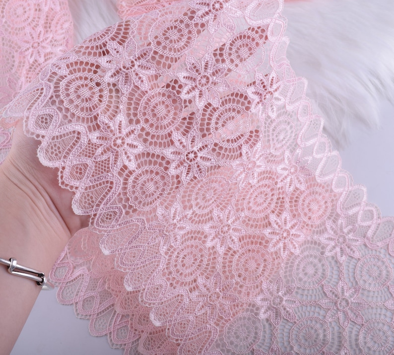 Lace Trim Ribbon8'' Width Pink Elastic Smooth Soft - Etsy