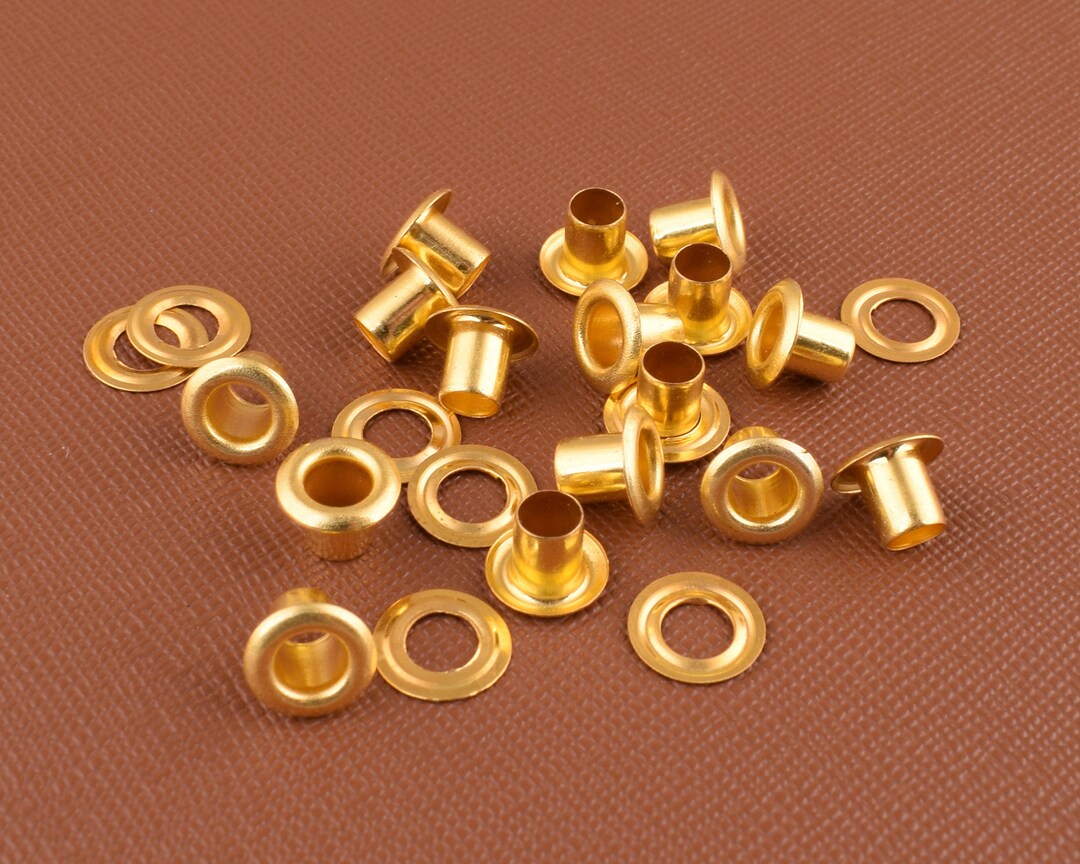 100 Sets Gold Eyelets,4mm Eyelets Grommet With Washer Round Eyelet ...