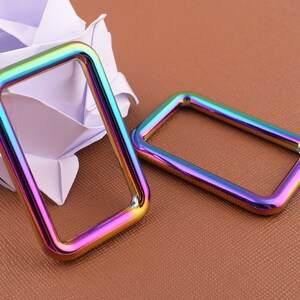 Rainbow Rectangle Rings Square Buckles Metal Square Rings,25mm/40mm ...