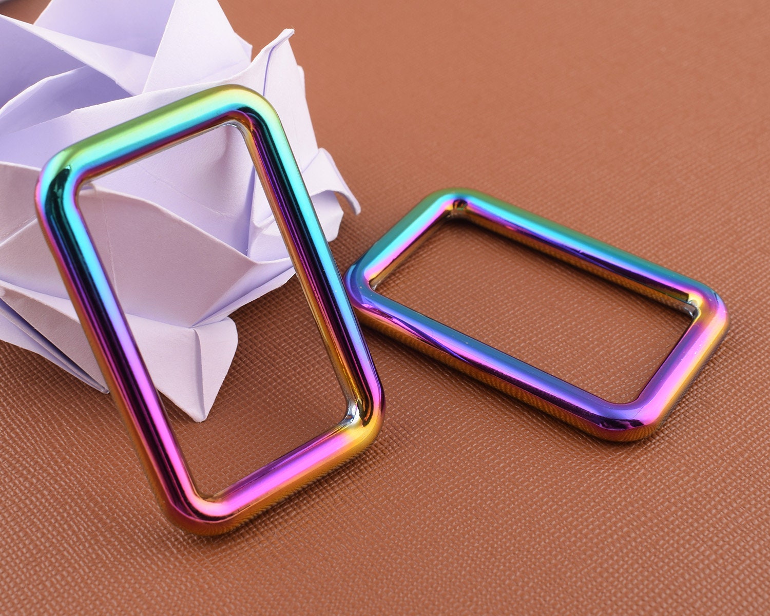 Rainbow Rectangle Rings Square Buckles metal Square | Etsy