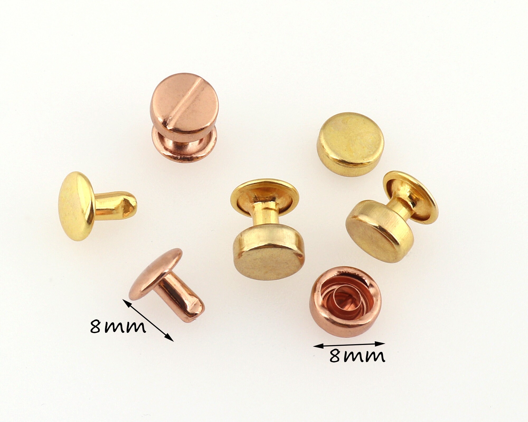 Rose Gold/gold Rivet Studsdouble Cap Round Rivets7mm 8mm 9mm - Etsy