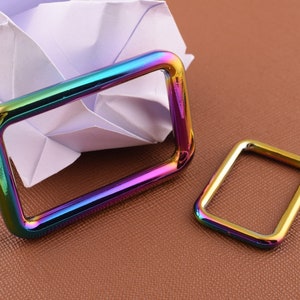 Rainbow Rectangle Rings Square Buckles Metal Square Rings,25mm/40mm ...