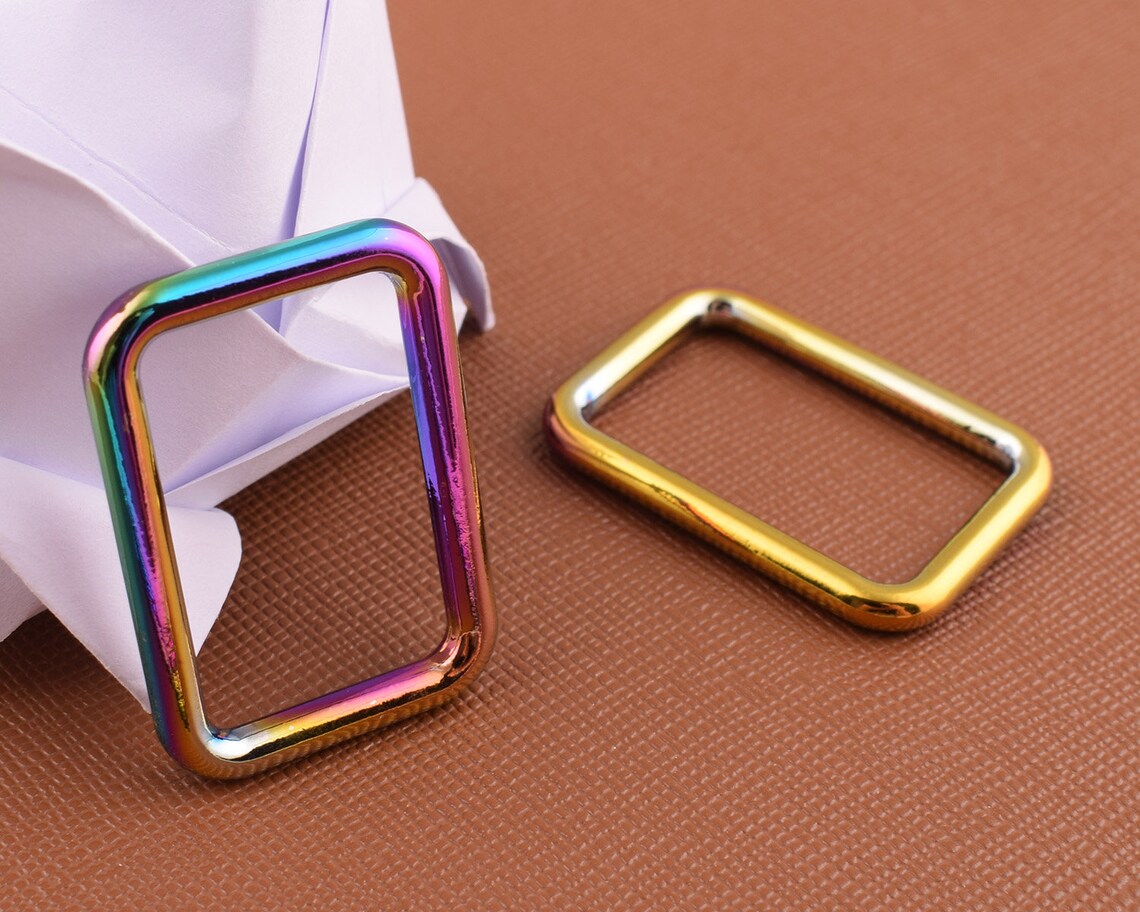Rainbow Rectangle Rings Square Buckles metal Square | Etsy