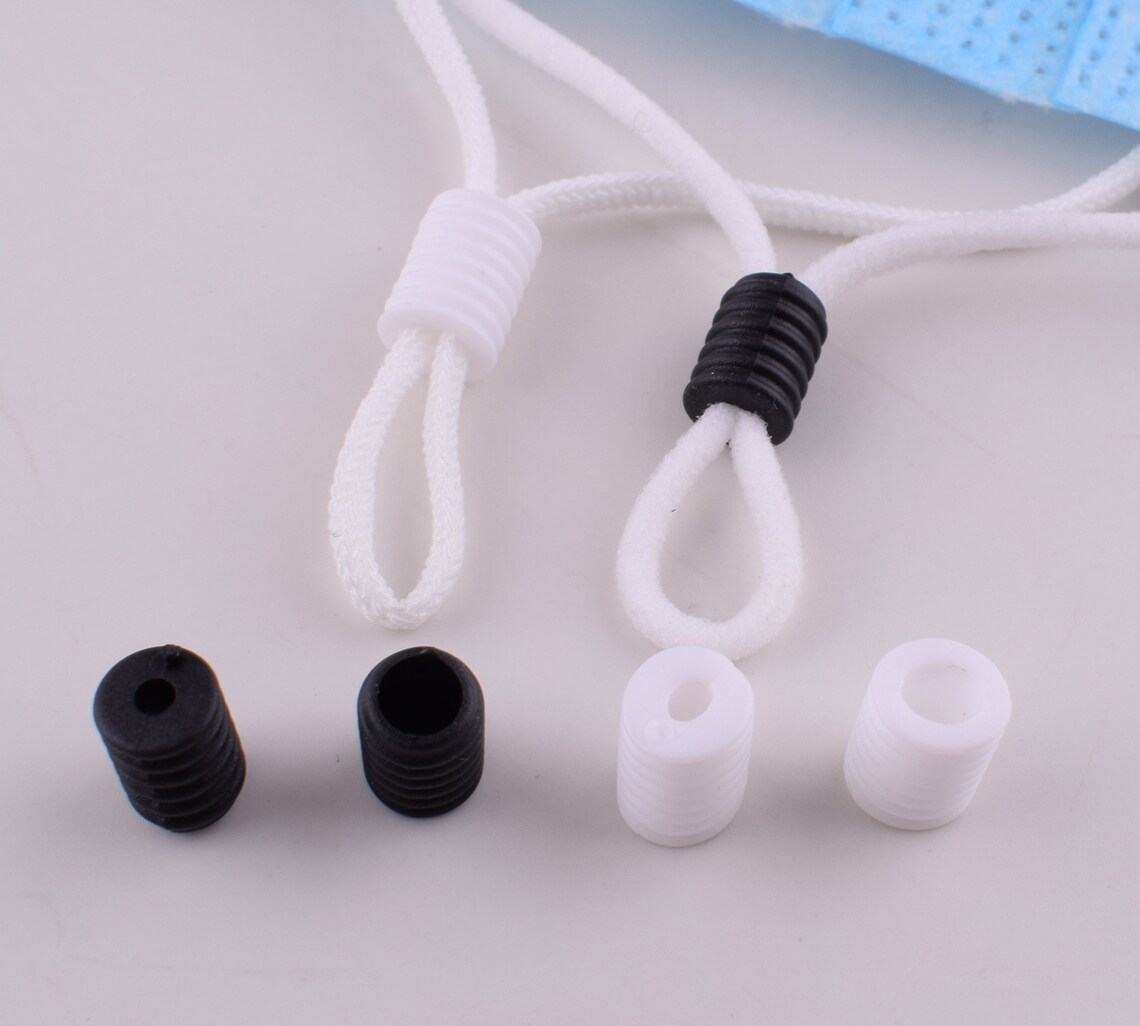 Face Mask Rope Silicone Clipwhite/black Elastic Cord Stopper - Etsy