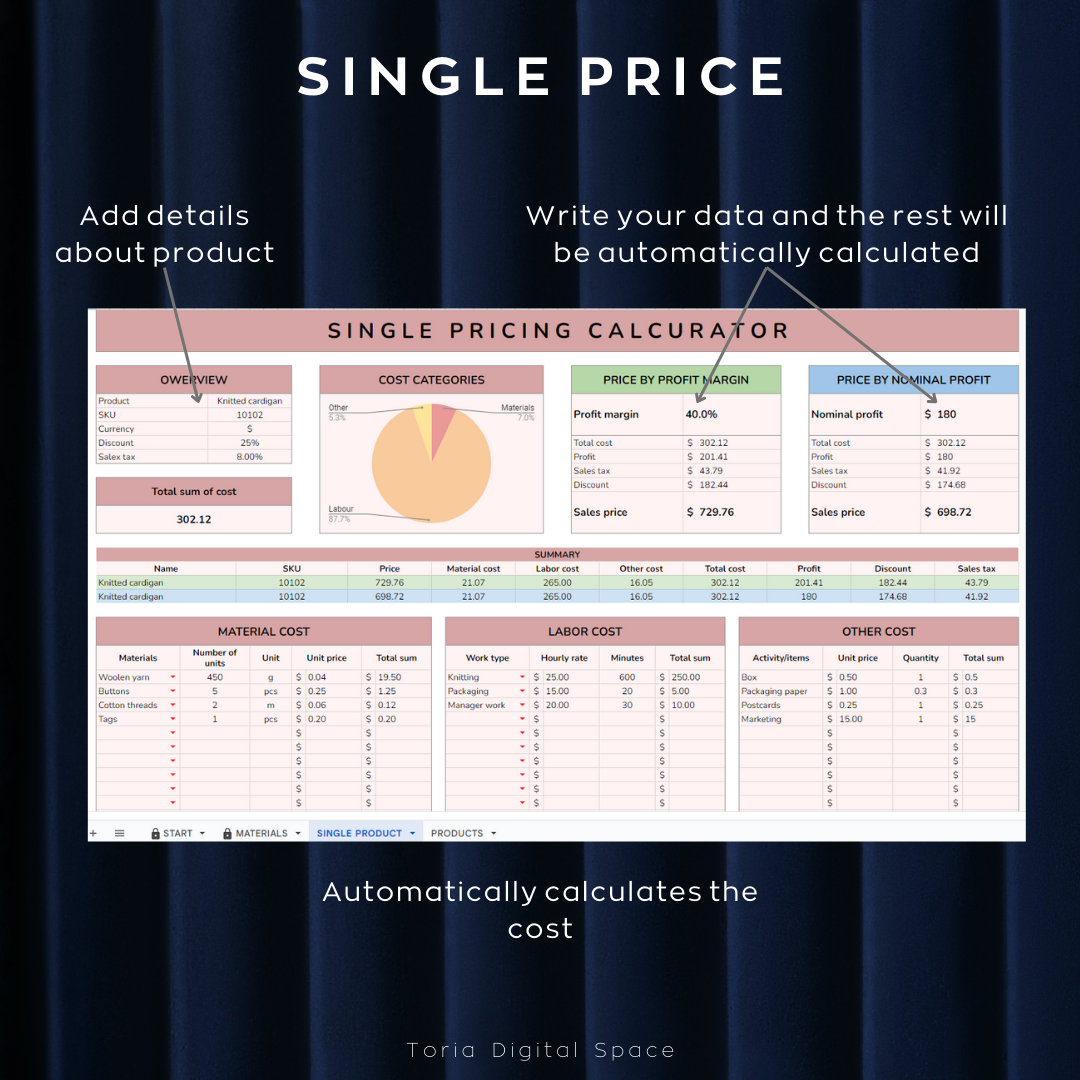 Product Pricing Template Price Calculator Template Profit Calculator ...