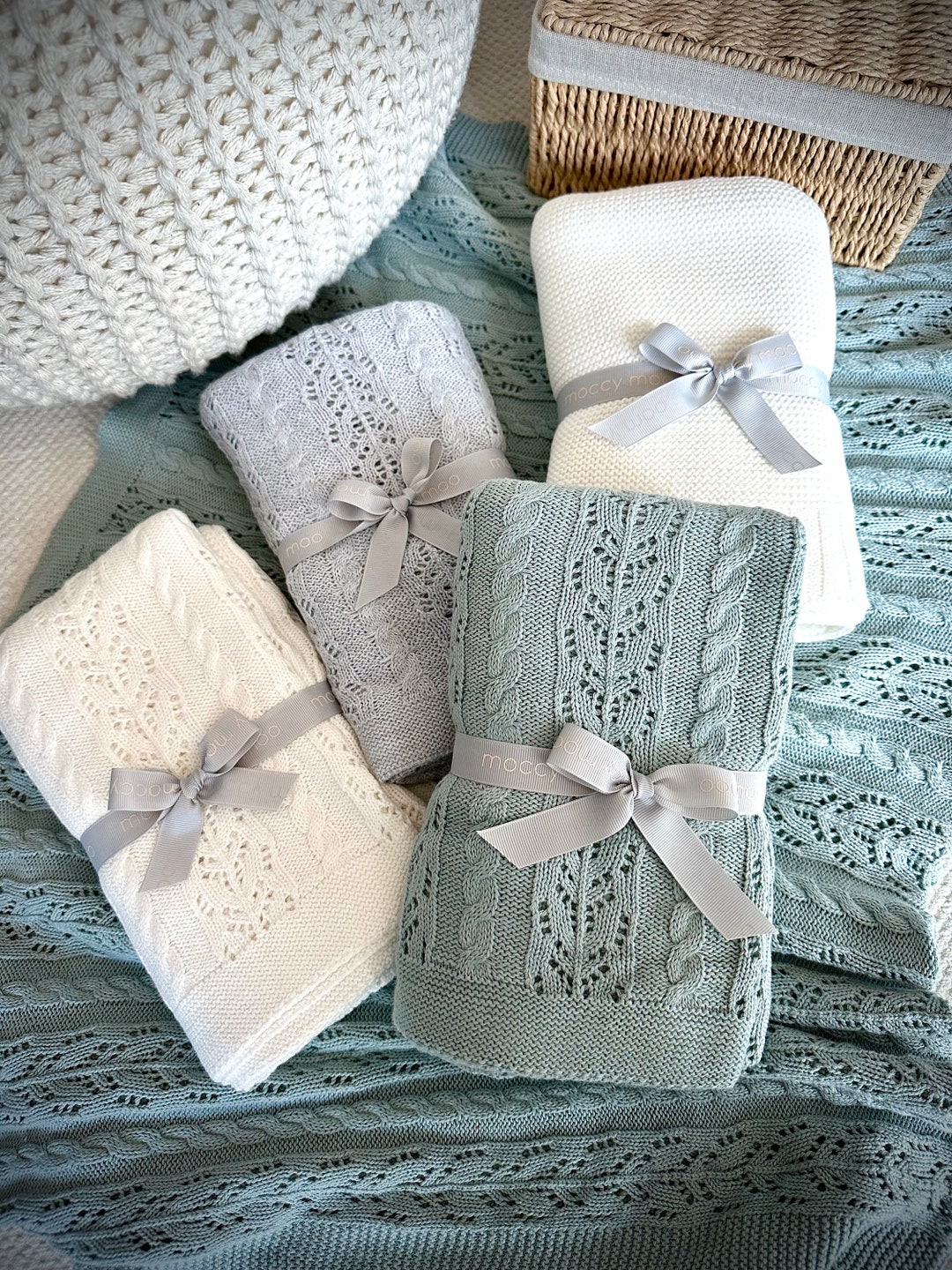 Cable Knit Baby Blanket Knitted Blanket 100% Cotton Cellular Blanket ...