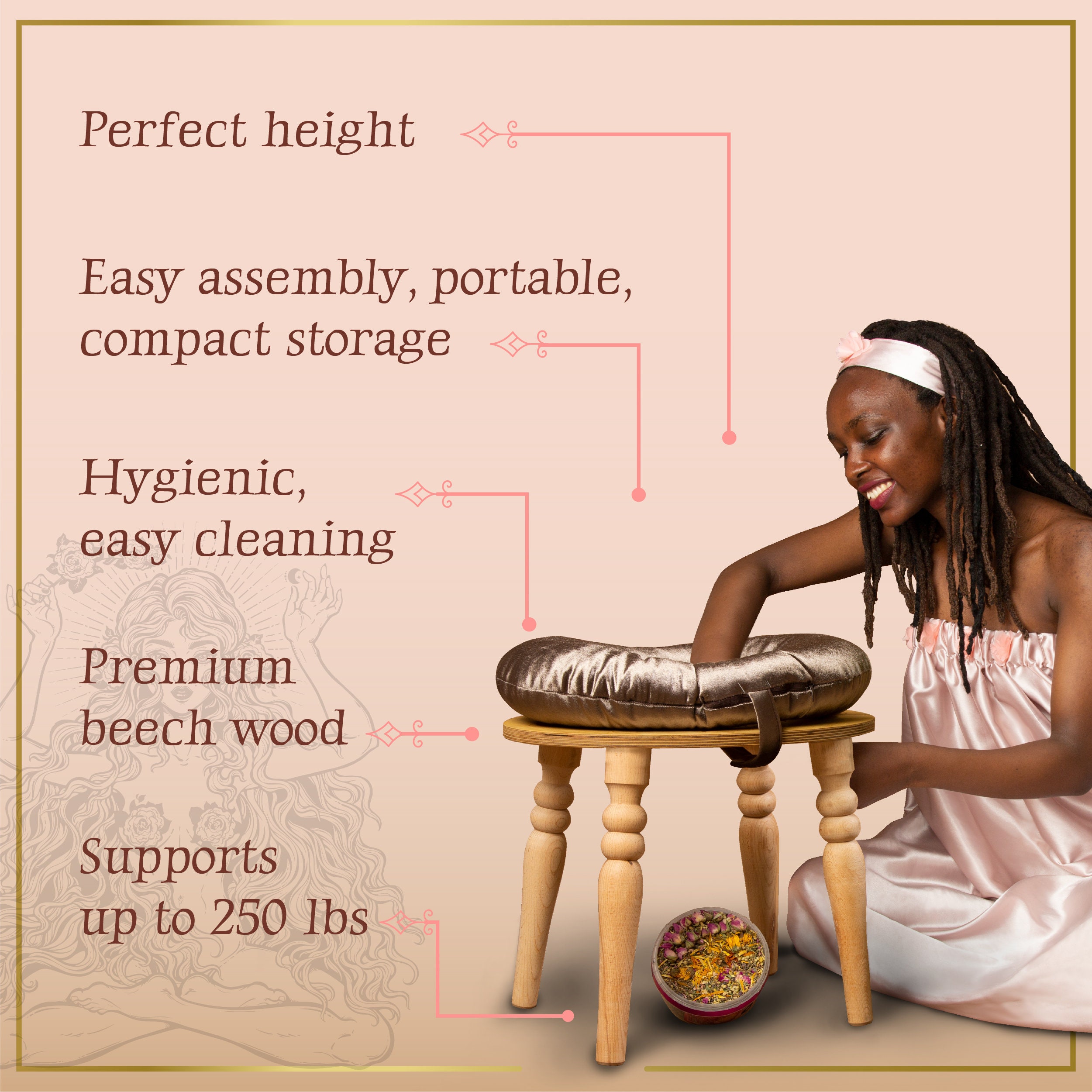 Yoni Seat Uniquely Designed by Samahandcraft With Cushion and Yoni ...