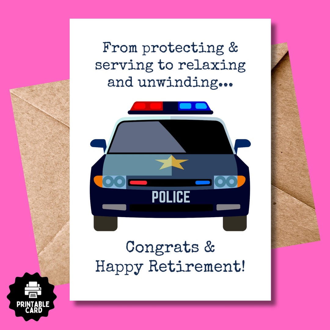 Police Retirement Card Printable With A7 Envelope Template - Instant ...