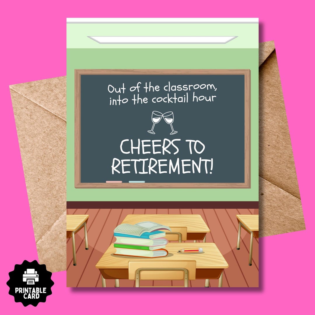 Funny Teacher Retirement Card Printable With A7 Envelope Template ...