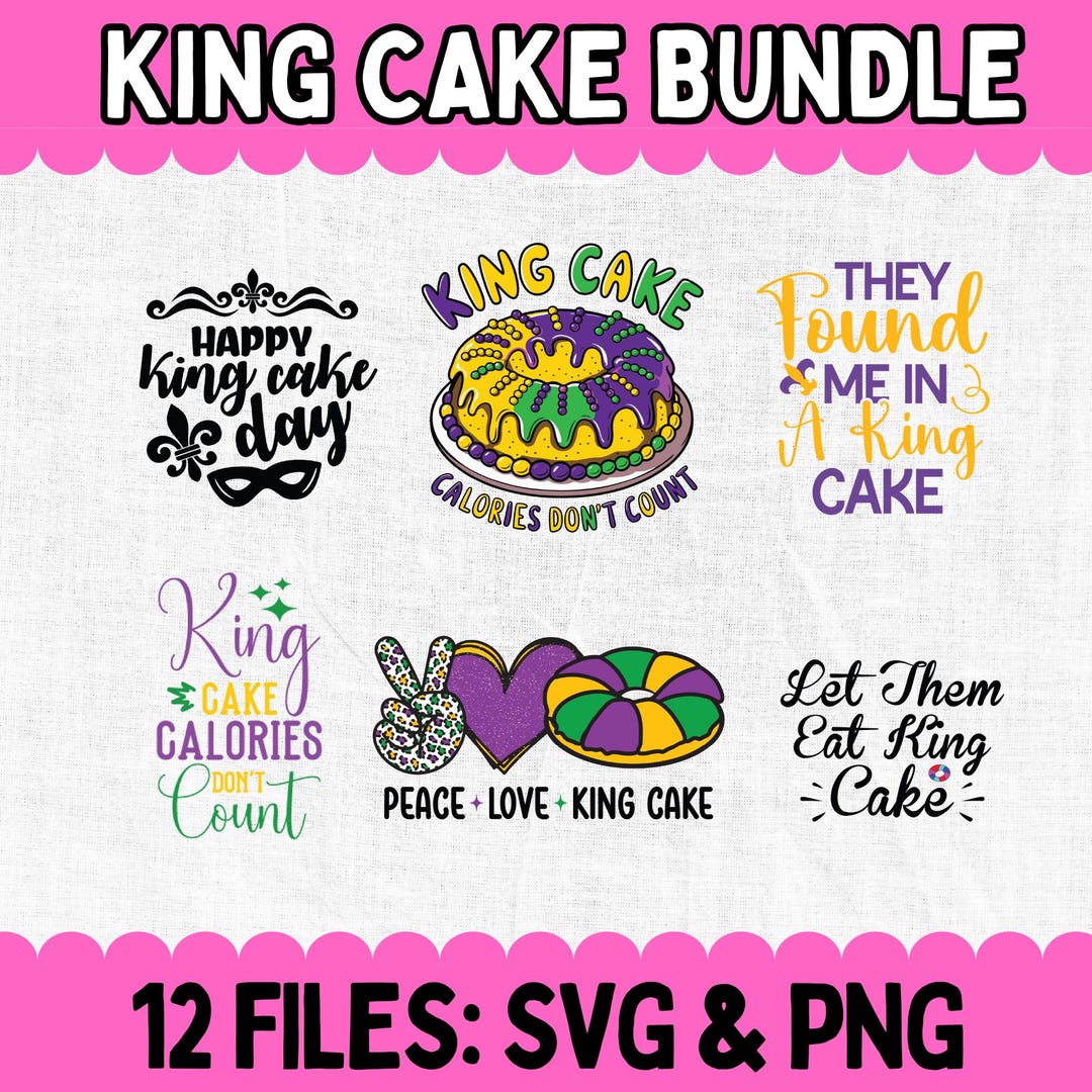 Mardi Gras King Cake SVG PNG Bundle for Fat Tuesday | King Cake Cut ...