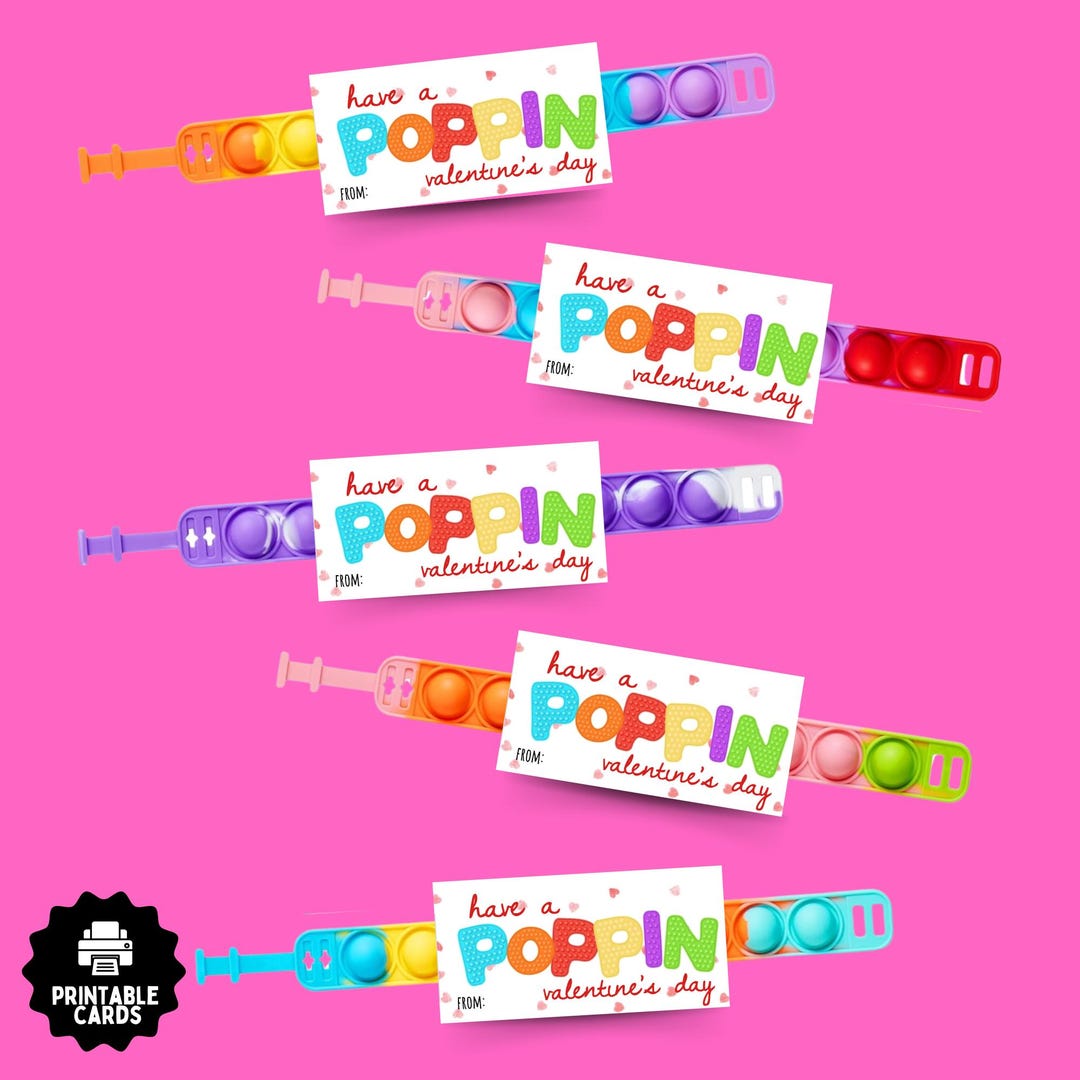 Printable Fidget Bracelet Valentine's Day Cards for Kids Instant ...
