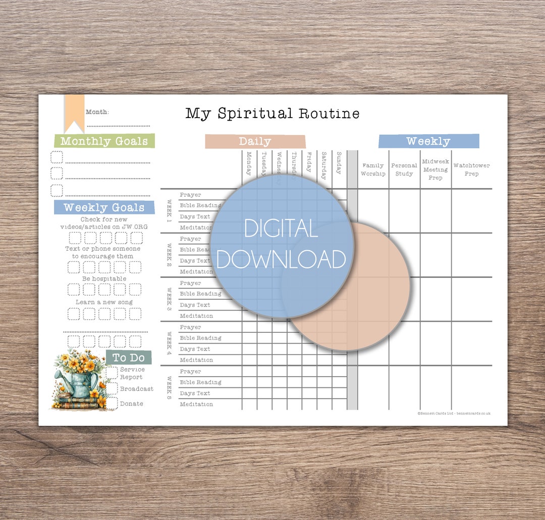 My Spiritual Routine | JW |jehovah's Witnesses|downloadable|monthly ...