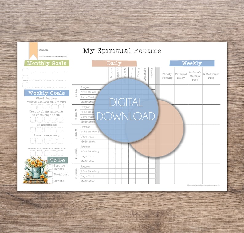 My Spiritual Routine | JW |jehovah's Witnesses|downloadable|monthly ...