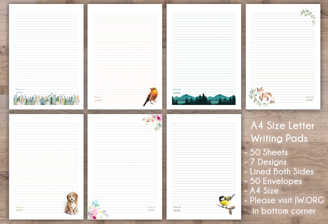 JW A4 Size Letter Writing Pad - 50 Sheets - Option With 50 Envelopes ...