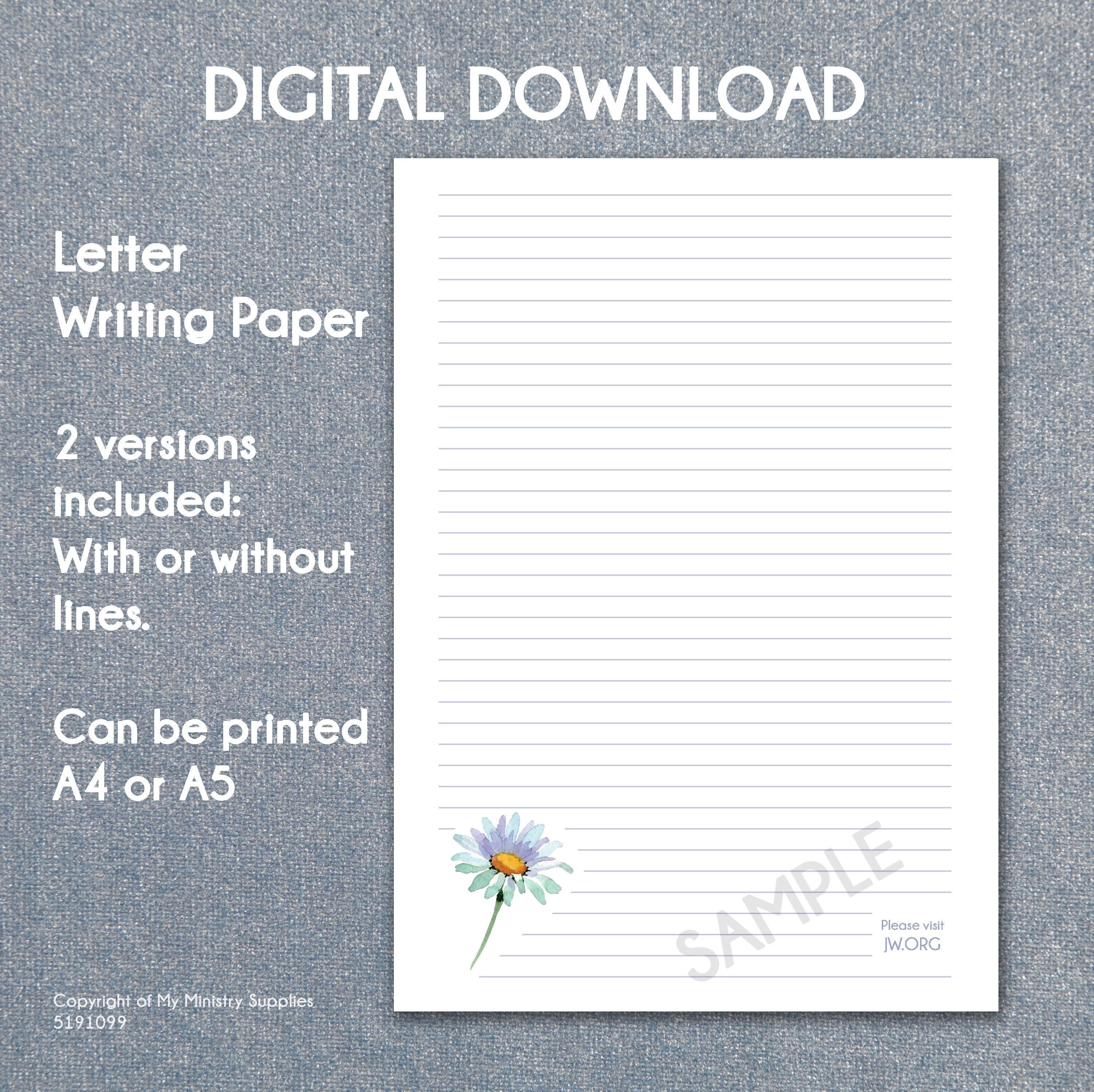 JW Letter Writing Paper Jehovah's Witnesses Downloadable Printable ...