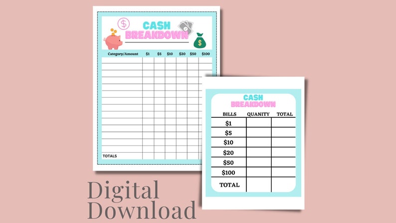 Cash Breakdown Digital Download - Etsy