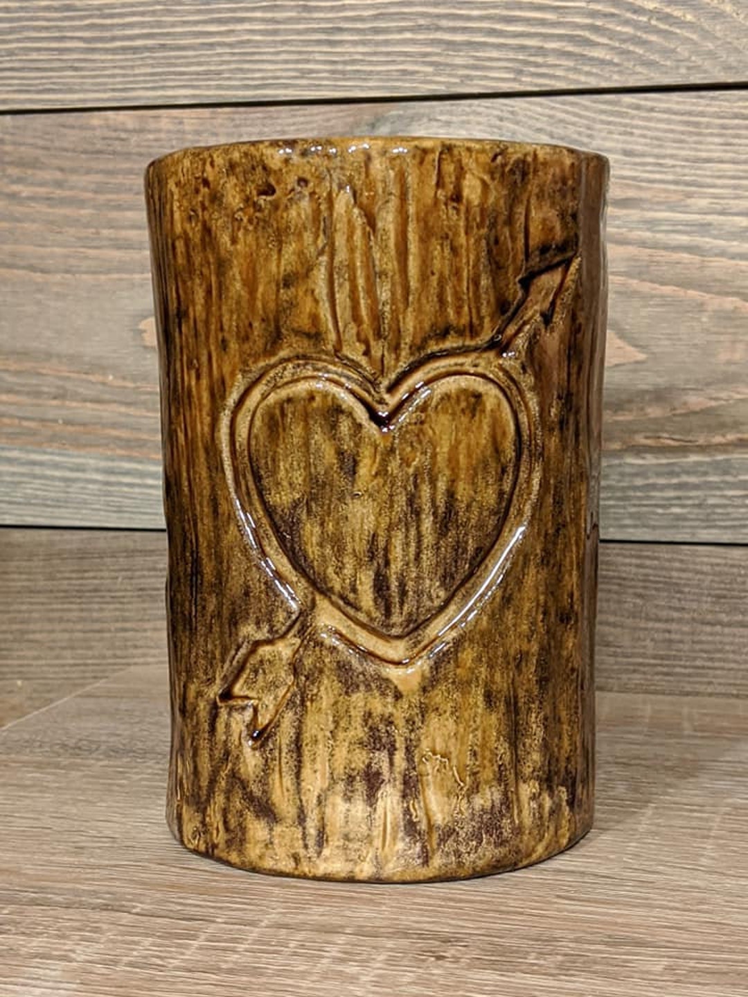 Heart Log Vase - Etsy