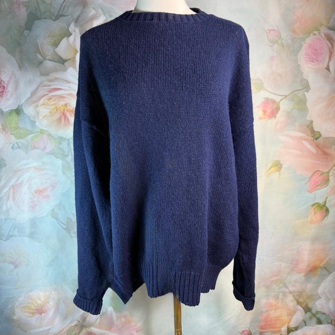 Vintage the Moors 100% Pure Shetland Wool Scottish Navy Blue Sweater - Etsy