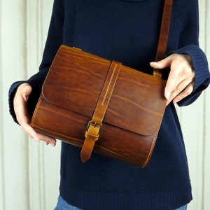 Leather Crossbody Bag Brown, Women's Shoulder Bag Minimalist Style. - Etsy