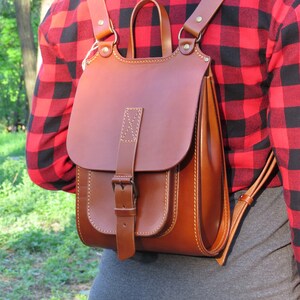 Leather Small Backpack for Women. Leather Rucksack Damen. Copper Laptop ...