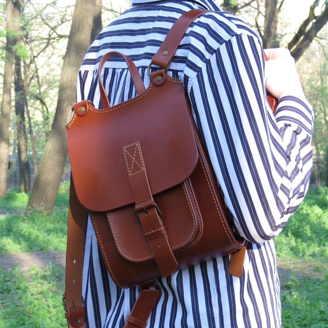 Leather Small Backpack for Women. Leather Rucksack Damen. Copper Laptop ...