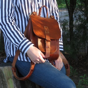 Leather Small Backpack for Women. Leather Rucksack Damen. Copper Laptop ...