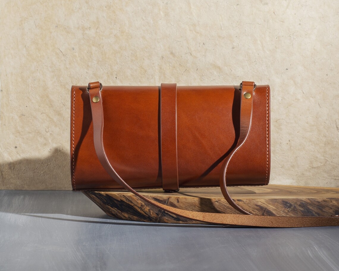 Leather crossbody bag copper Women's shoulder purse | Etsy