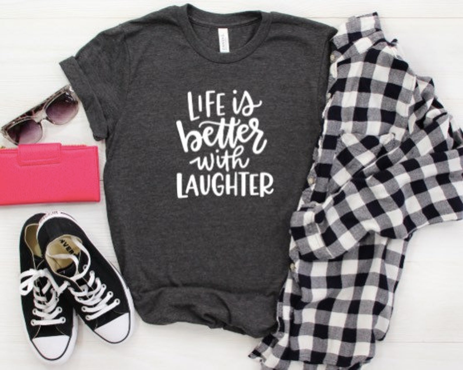 Life is Better With Laughter Shirt Encouraging Shirt Fun | Etsy