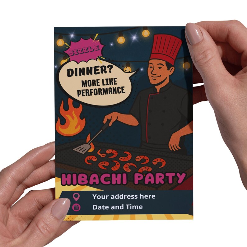 Hibachi Party Invitation – Editable Canva Template – Pop Art Grill ...
