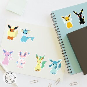 Minimalist Eeveelution Sticker Sheet – Vinyl Pokémon Stickers, Aesthetic Eevee Evolutions Decals ...