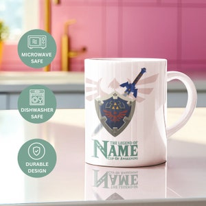 Zelda Personalised Name Mug Link Legend of Zelda Cup Present for Coffee ...