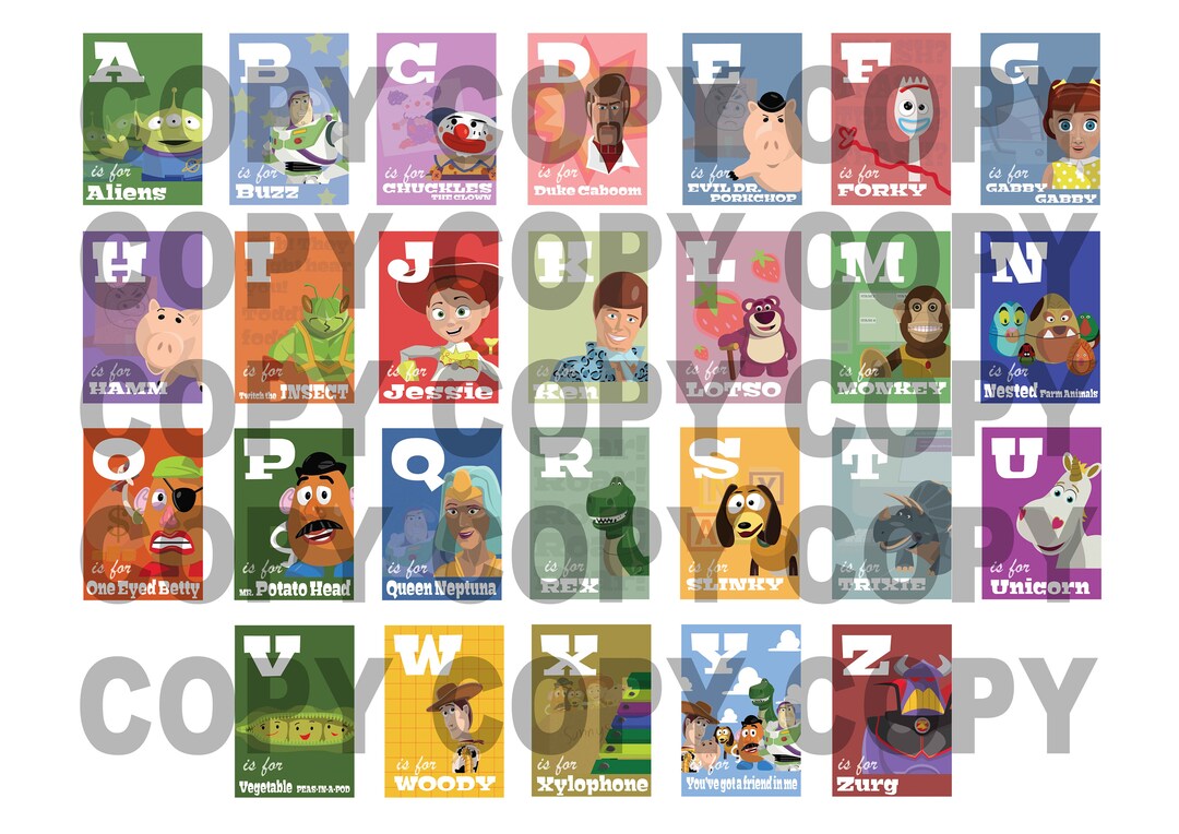 Set of 26 Toy Story Alphabet Letter Prints | Digital Download - Etsy