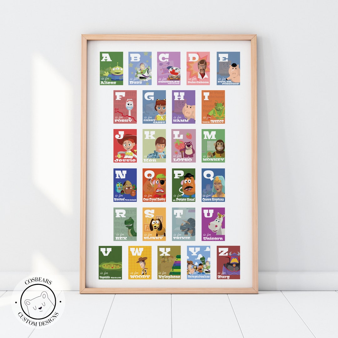 Toy Story Alphabet Print - A to Z Characters Poster - Nursery Wall Art ...