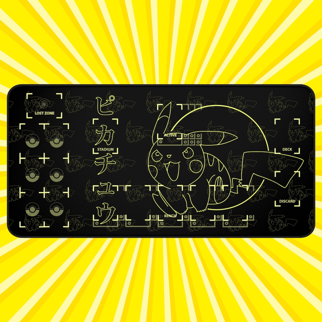 Pikachu Playmat Pokemon TCG Card Mat Electric Desk Mat Gifts for Geeks ...