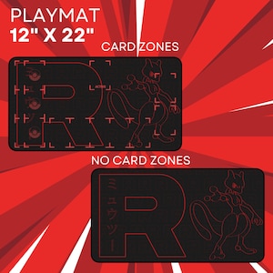 Team Rockets Mewtwo Playmat | Pokemon TCG Card Mat Desk Mat Gifts for Geeks Birthday Pokemon Fan ...