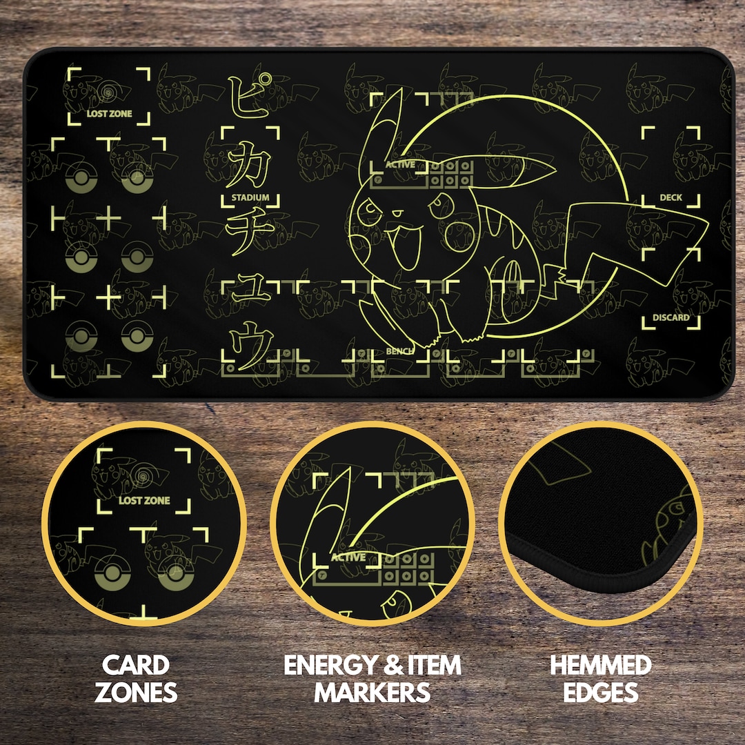 Pikachu Playmat Pokemon TCG Card Mat Electric Desk Mat Gifts for Geeks ...