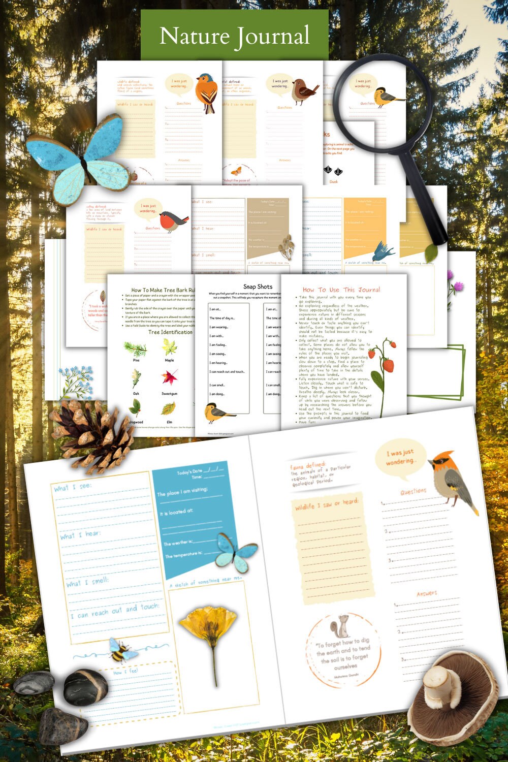 Printable Nature Journal for Kids - 42 Page Outdoor Activity Book With ...